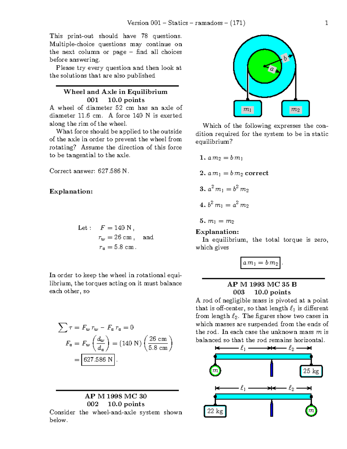Statics-explanation - 1111111111111111 - This print-out should have 78 ...