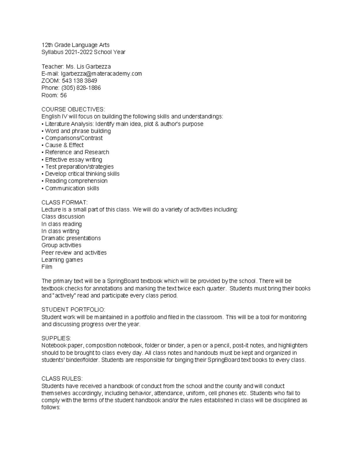 12th Grade Syllabus online version - 12th Grade Language Arts Syllabus ...