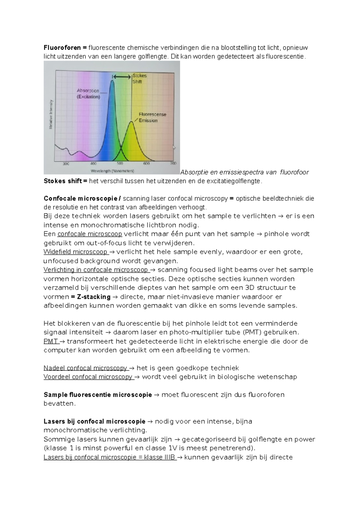 Samenvatting confocal microscopy - Fluoroforen = fluorescente chemische ...