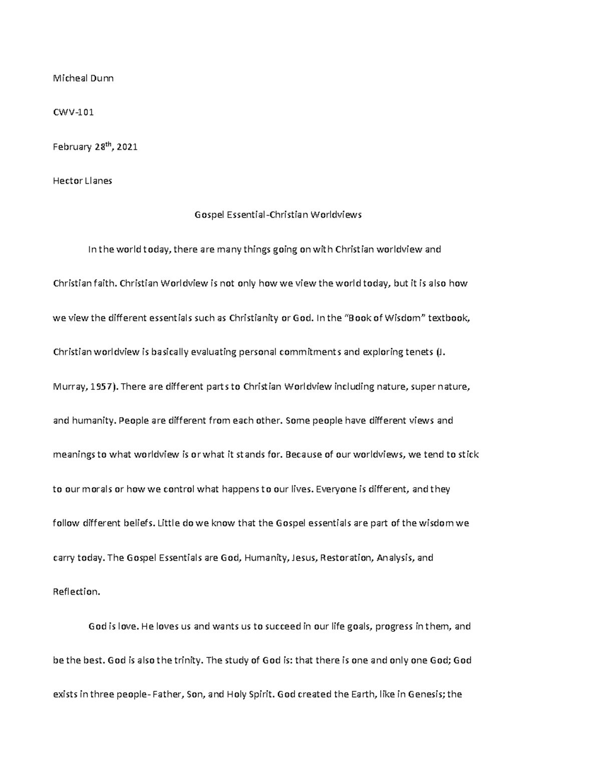 Document 31 - Assignment for JMC 300 - Micheal Dunn CWV- 101 February ...