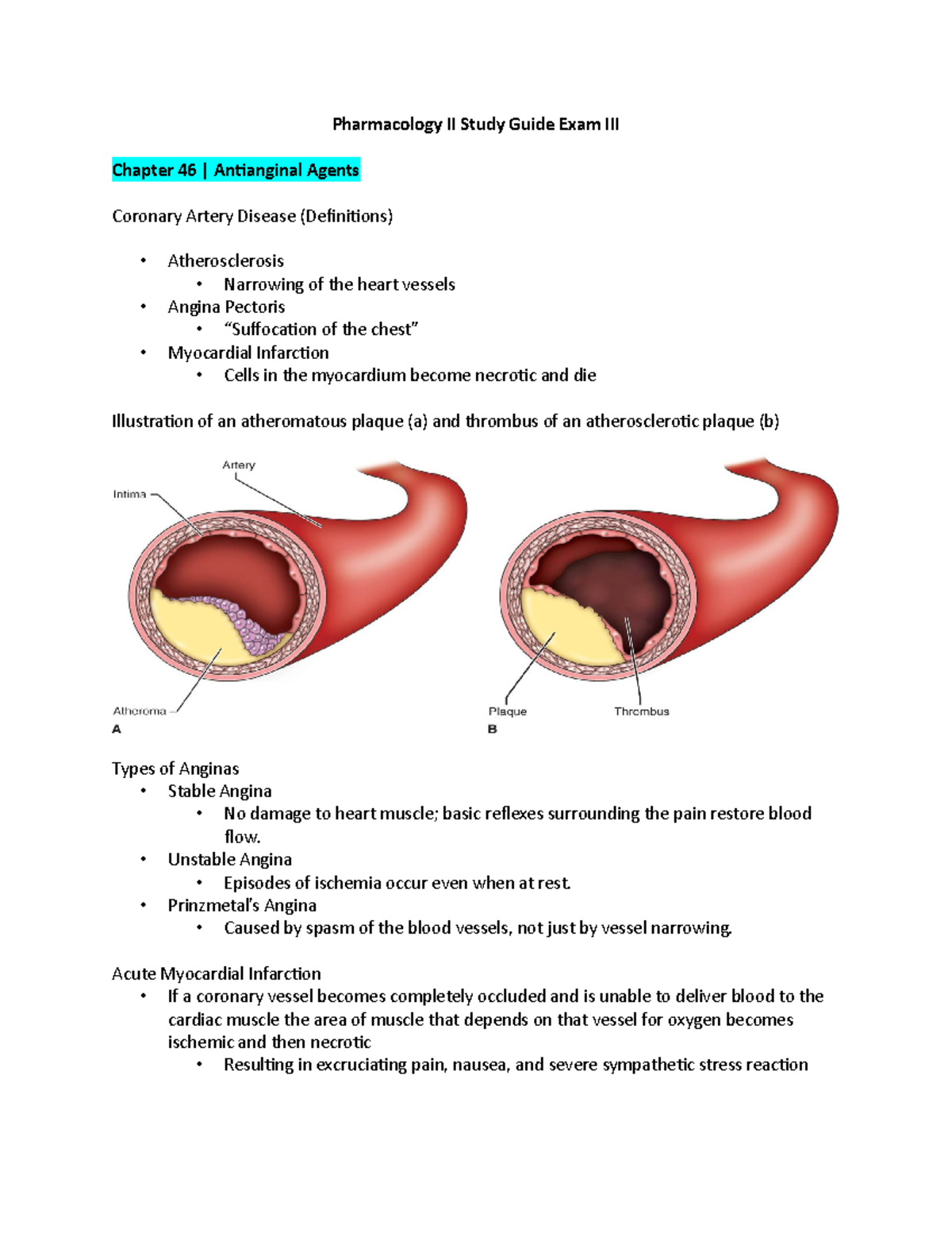 Pharmacology II Study Guide Exam III - Pharmacology II Study Guide Exam ...