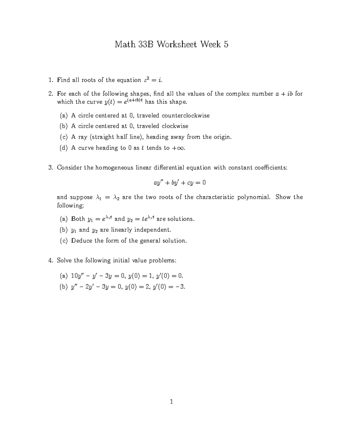 Math 33B - Professor Hyunki - Worksheet 5 - Math 33B Worksheet Week 5 ...