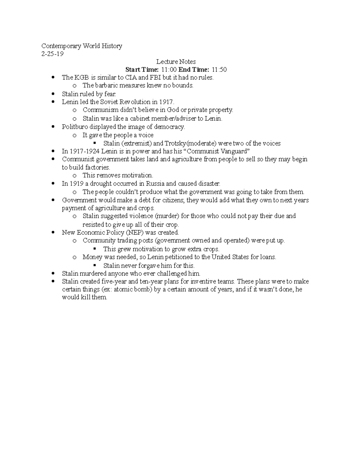 Contemporary World History 2-25-19 - Contemporary World History 2-25 ...