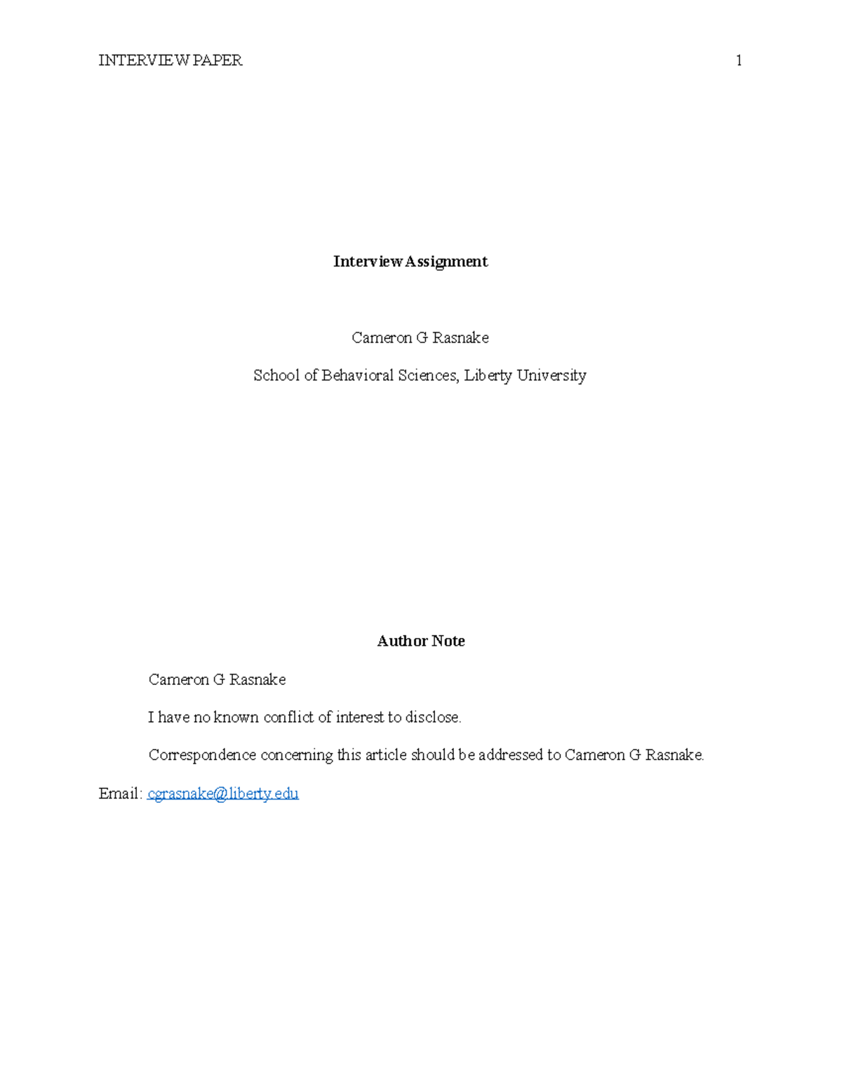 Initial interview assignment - Interview Assignment Cameron G Rasnake ...