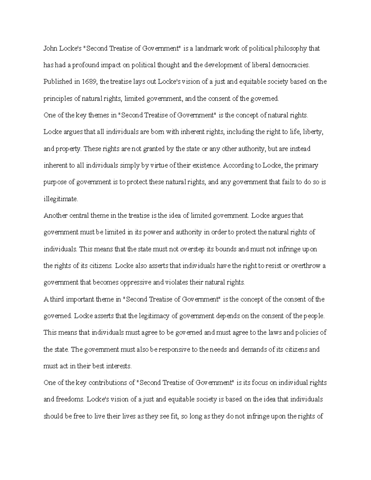 Comparison between second treatise of government and the declaration of ...