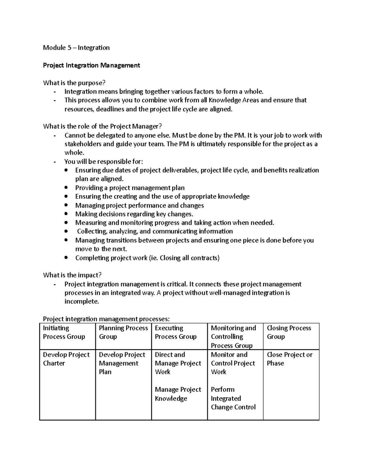 Module 5 - Integration - Lecture notes 5 - COBA 3200 - Douglascollege ...