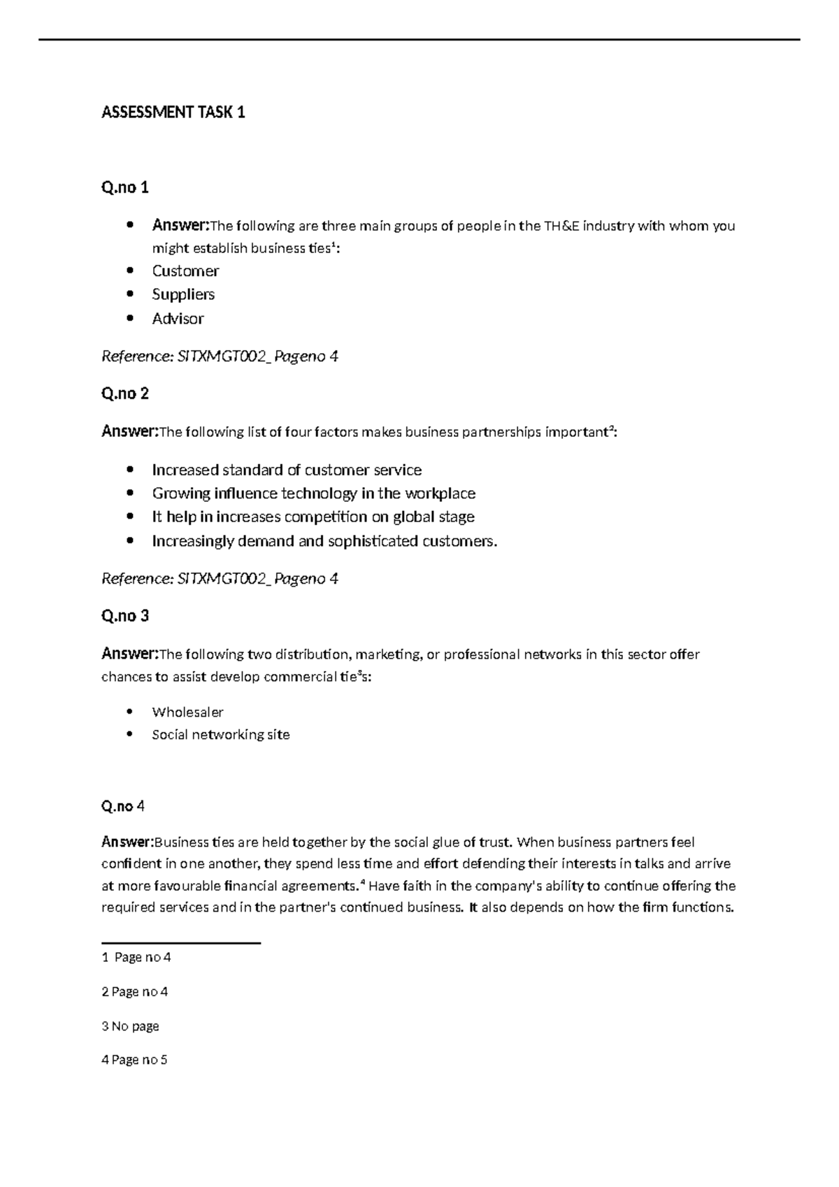 Sitxmgt 002 Assessment TASK1 - ASSESSMENT TASK 1 Q 1 Answer:The ...
