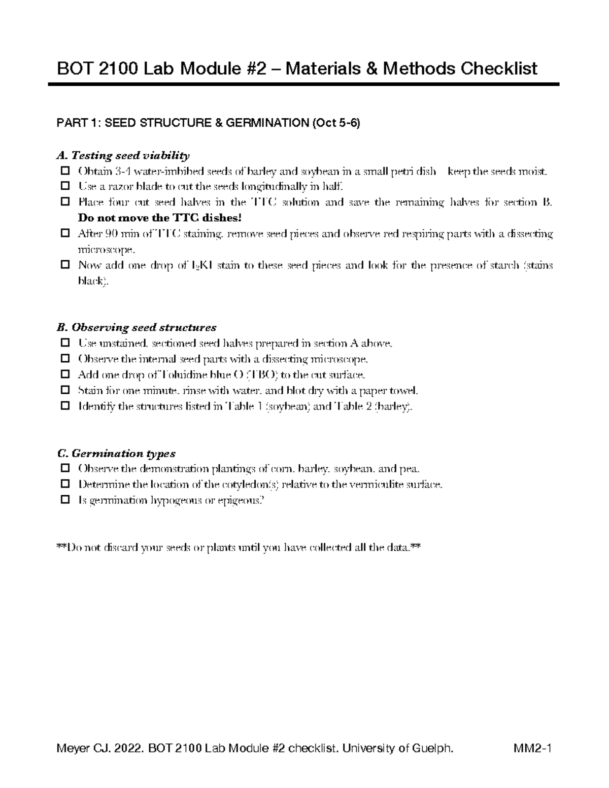 BOT 2100 Lab Module 2 method checklist - BOT 2100 Lab Module #2 ...