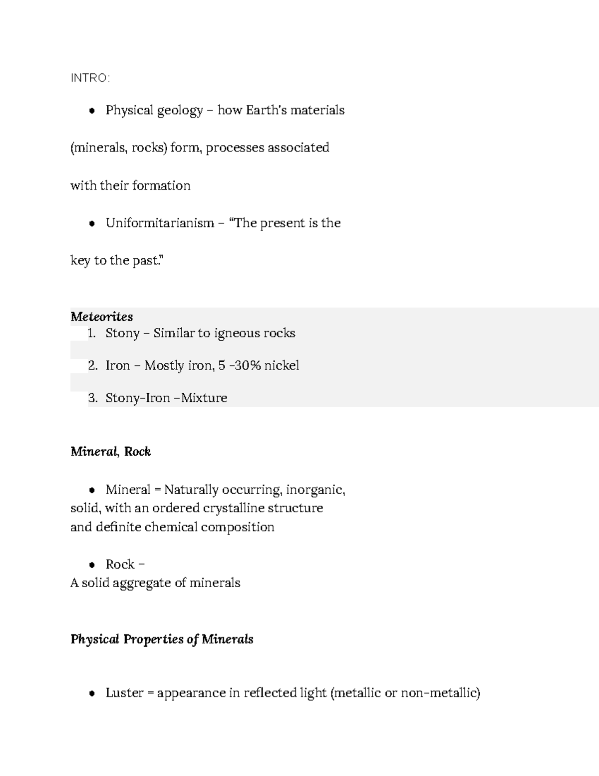 Geology review 1 - First test practice and answers on the test. - INTRO ...