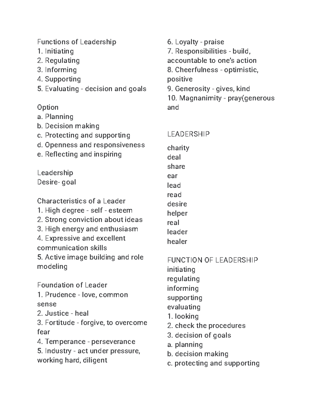 Functions of Leadership - Functions of Leadership Initiating Regulating ...