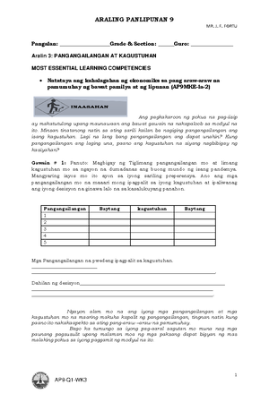 AP - Ang pagsasanay na ito ay tungkol sa komunidad - Pangalan: I ...