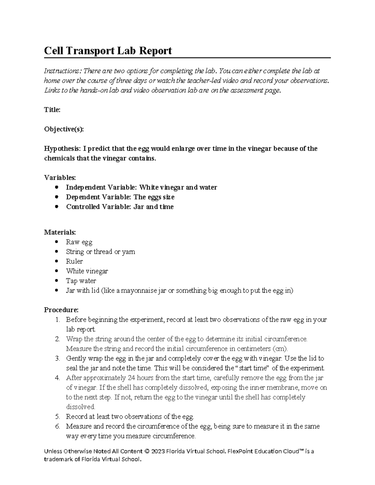 02 04 cell transport lab report - Cell Transport Lab Report ...
