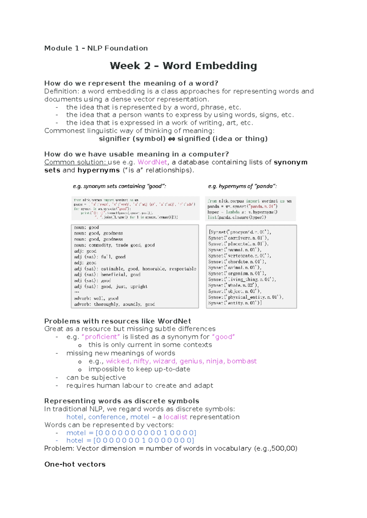 Nlp quiz notes - Module 1 – NLP Foundation Week 2 – Word Embedding How ...