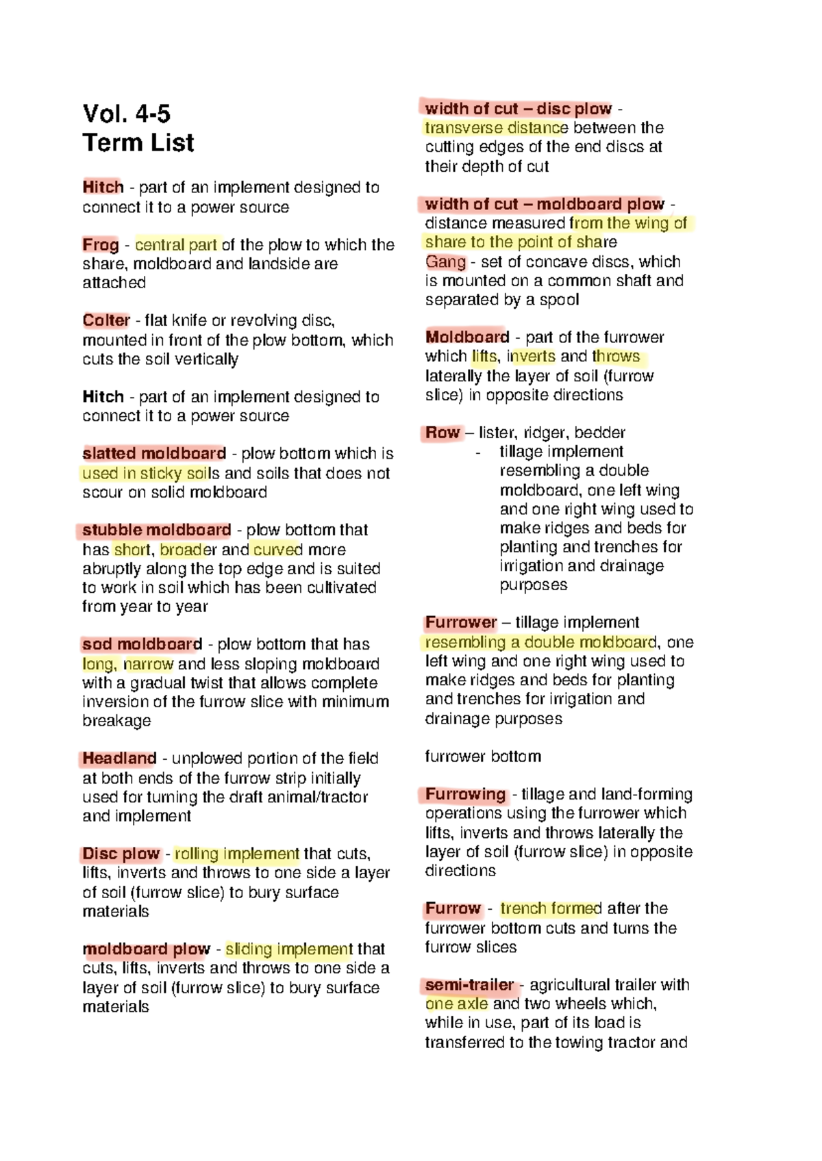 Vol 4 5 Term List - Vol. 4- Term List Hitch - part of an implement ...