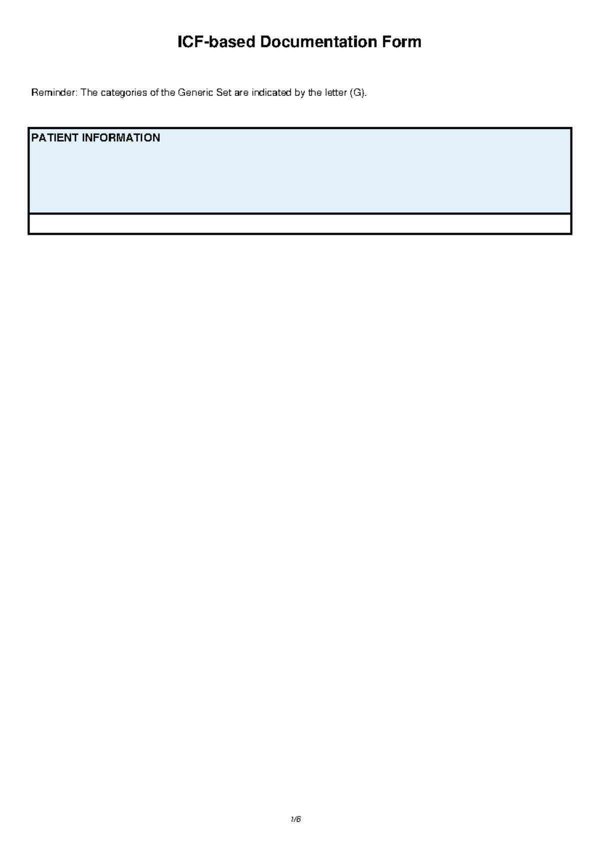 ICF Documentation Form nd - ICF-based Documentation Form Reminder: The ...