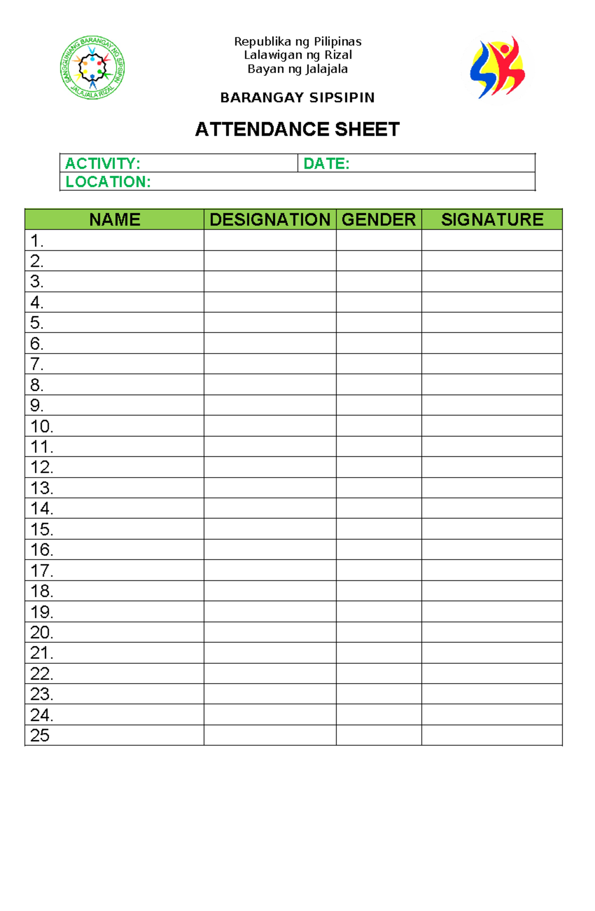Attendance Sheet - Bachelor of Secondary Education - Filipino ...