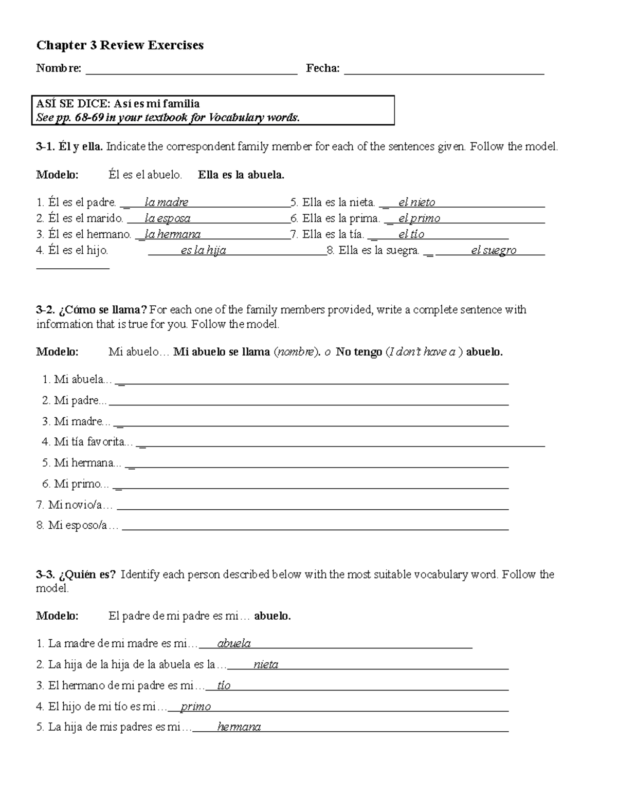 Chapter 3 Review Exercises - answers Online - Chapter 3 Review ...