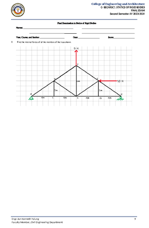 Finals in Statics Set 6 - Engineering Mechanics - College of ...