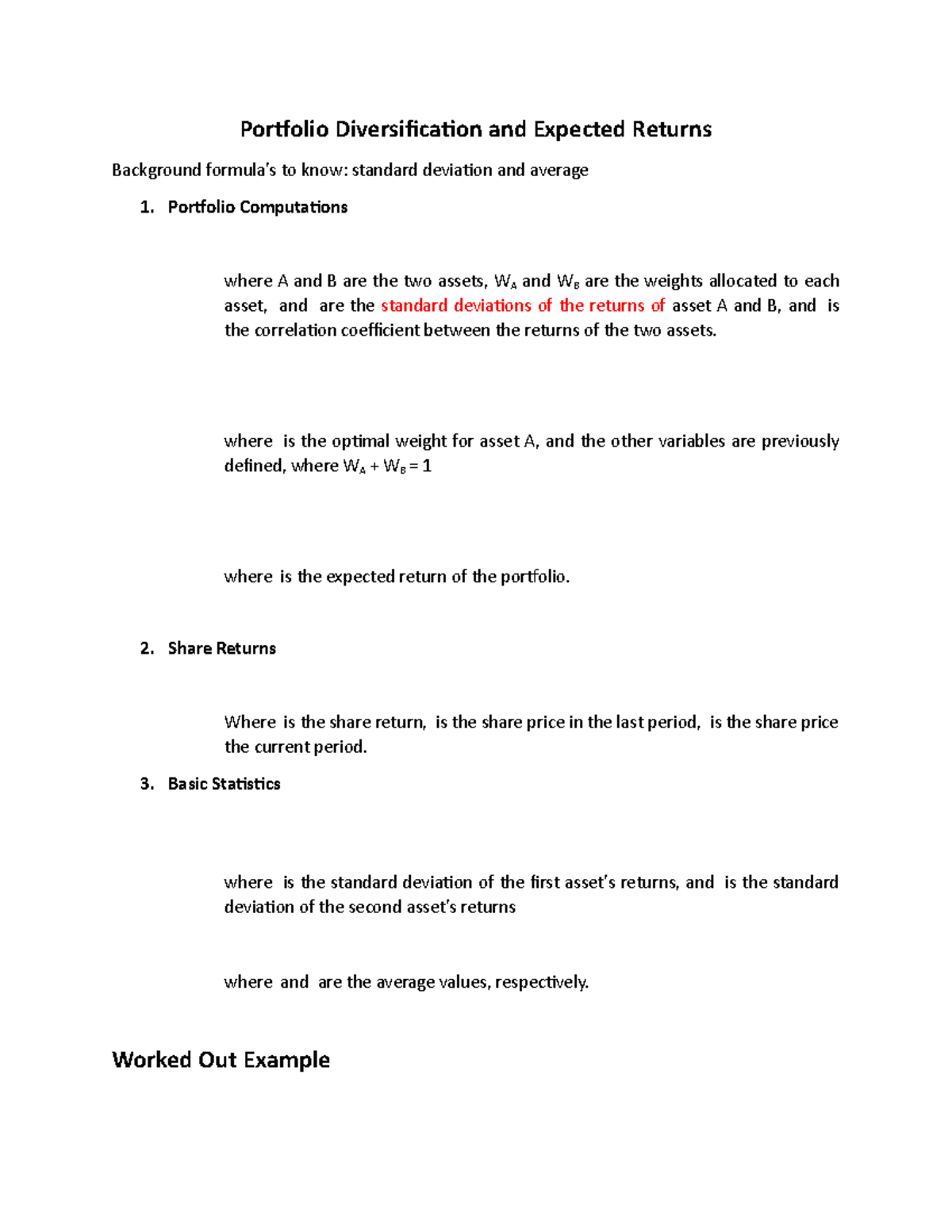 FM102 Portfolio - Portfolio Diversification and Expected Returns ...