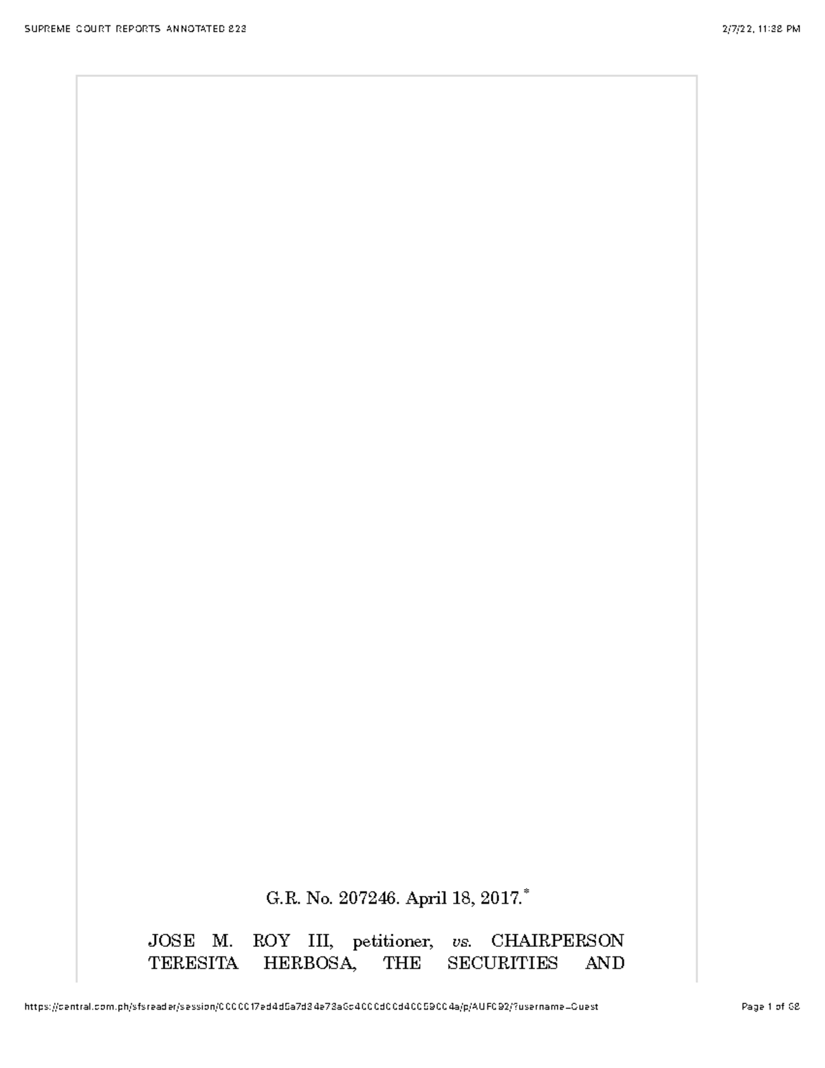 Roy III v. Herbosa (pt2) - G. No. 207246. April 18, 2017.* JOSE M. ROY ...