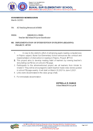 MEMO Guidance - “BSES EXCELS: Exemplifying Culture of Excellence in ...