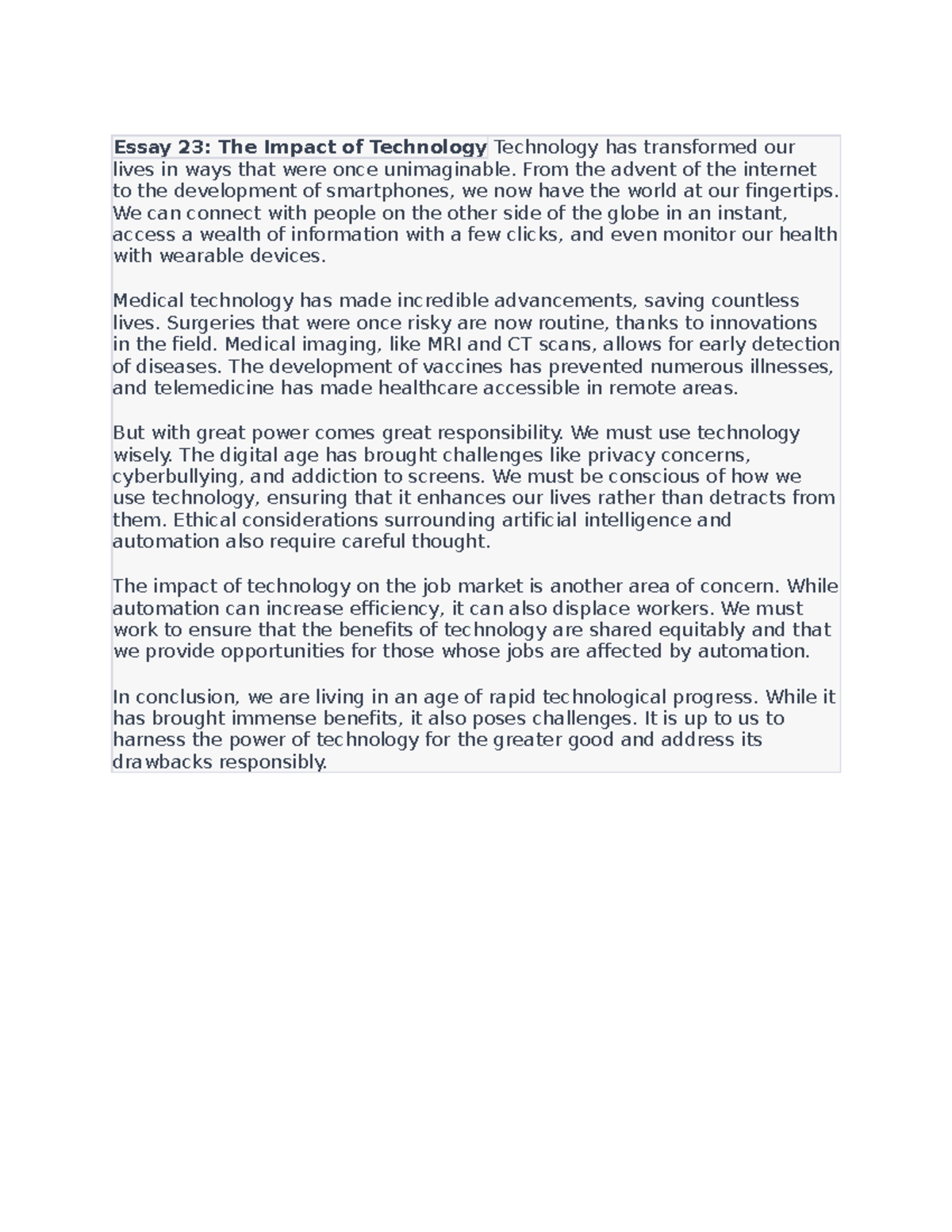 Essay 23 - In a world that often feels routine and predictable, the ...