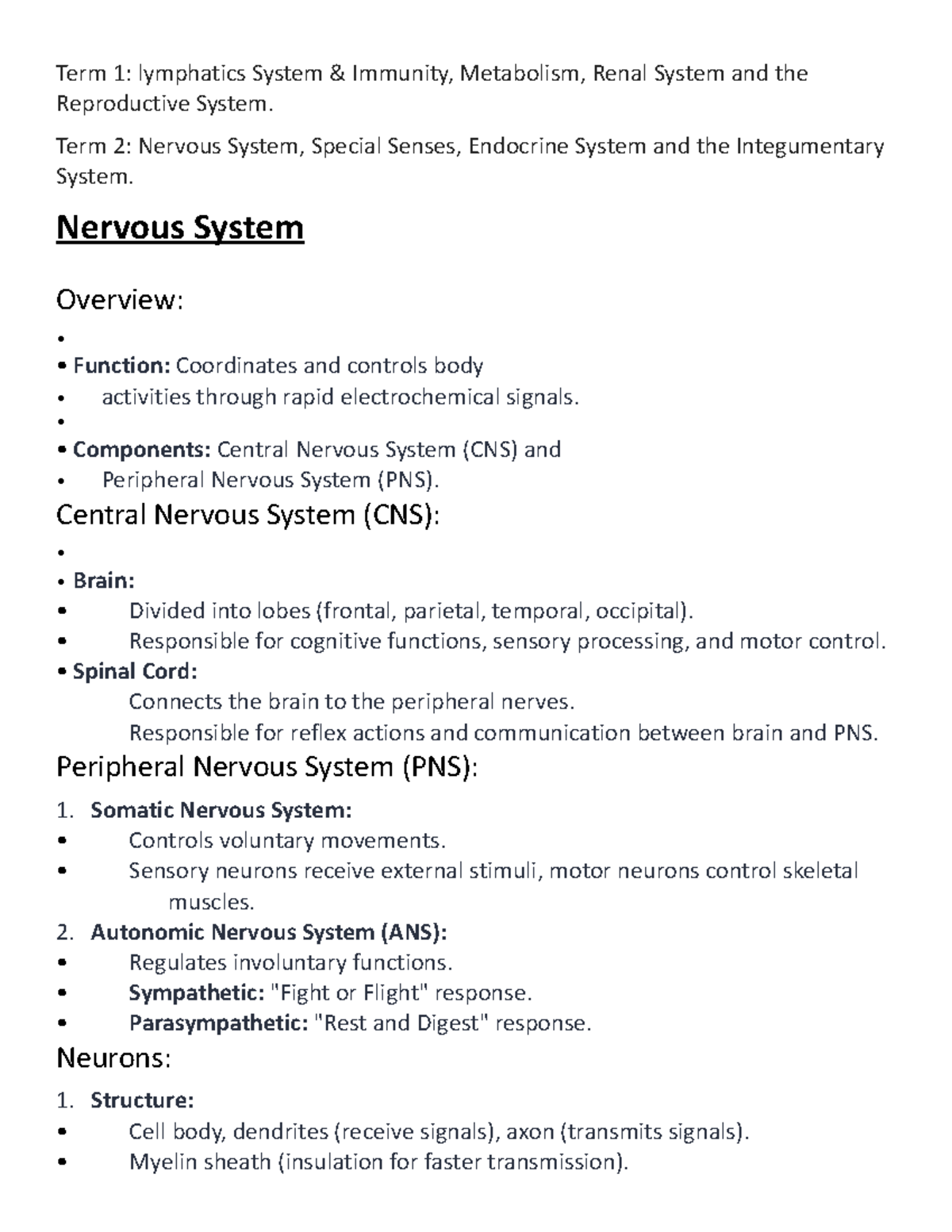 Physiology 101 revision notes - Term 1: lymphatics System & Immunity ...