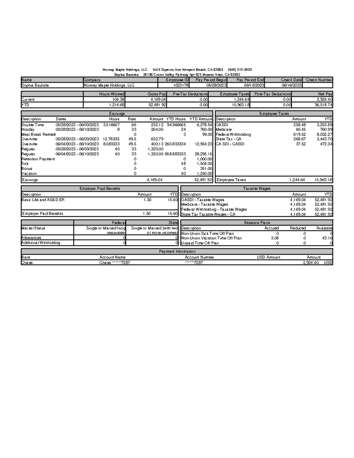 Payslip to Print - Report Design 07 05 2023 2 - Norway Maple Holdings ...