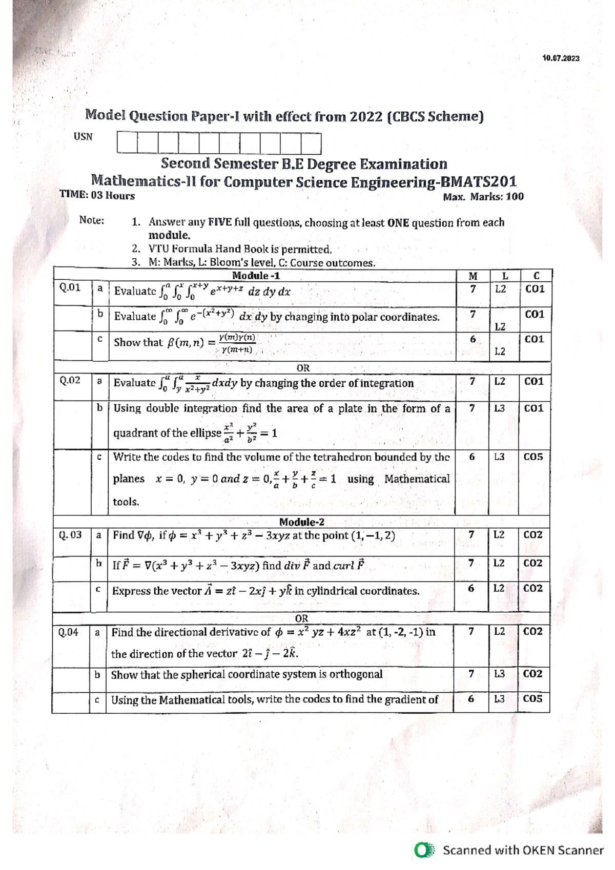 model question papers for practice - 2023 to 2024 (1&2) detailed ...