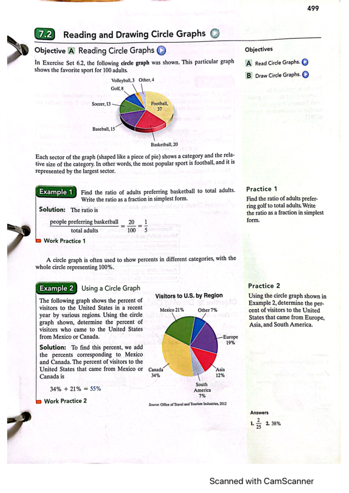 Math 111 Section 7.2 - 499 7 Reading and Drawing Circle Graphs ...