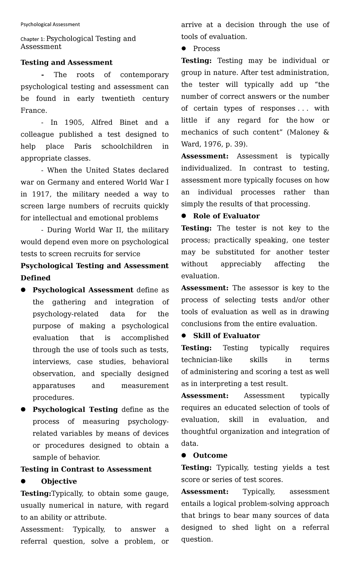 Psychological Assessment - Psychological Assessment Chapter 1 ...