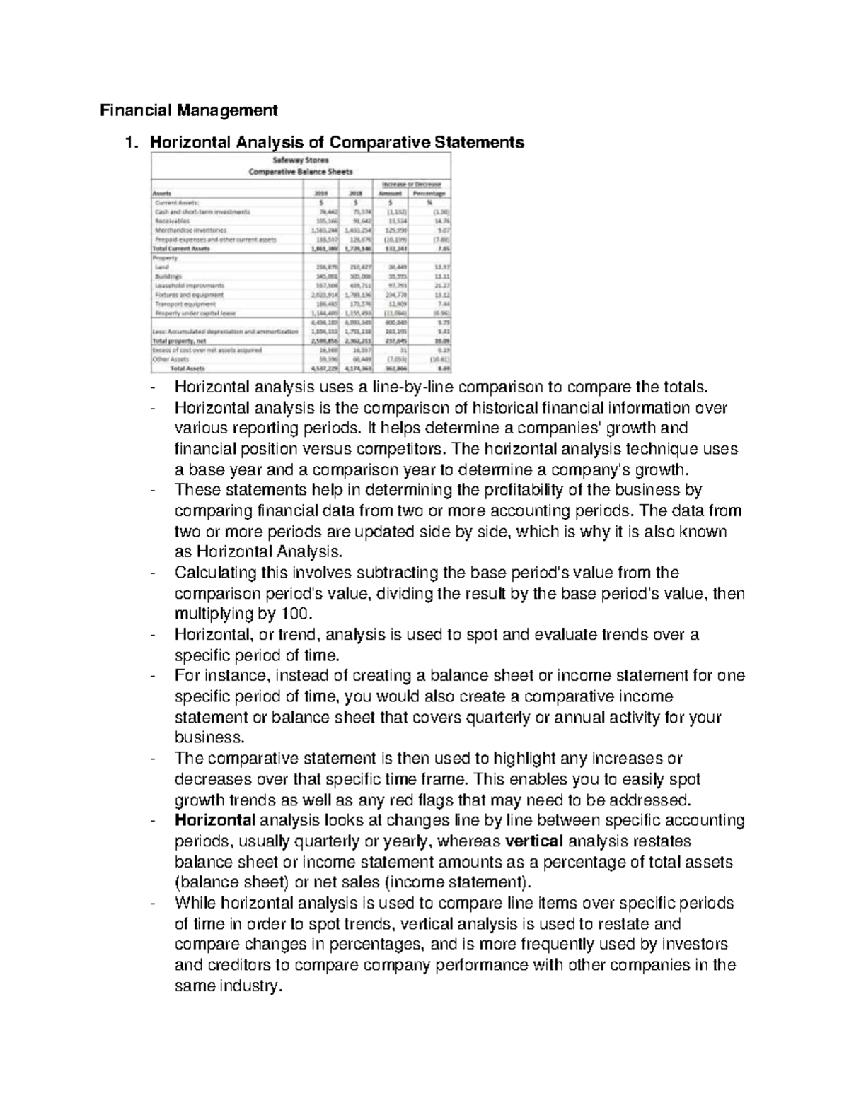 Financial-Management-topicss - Financial Management Horizontal Analysis ...