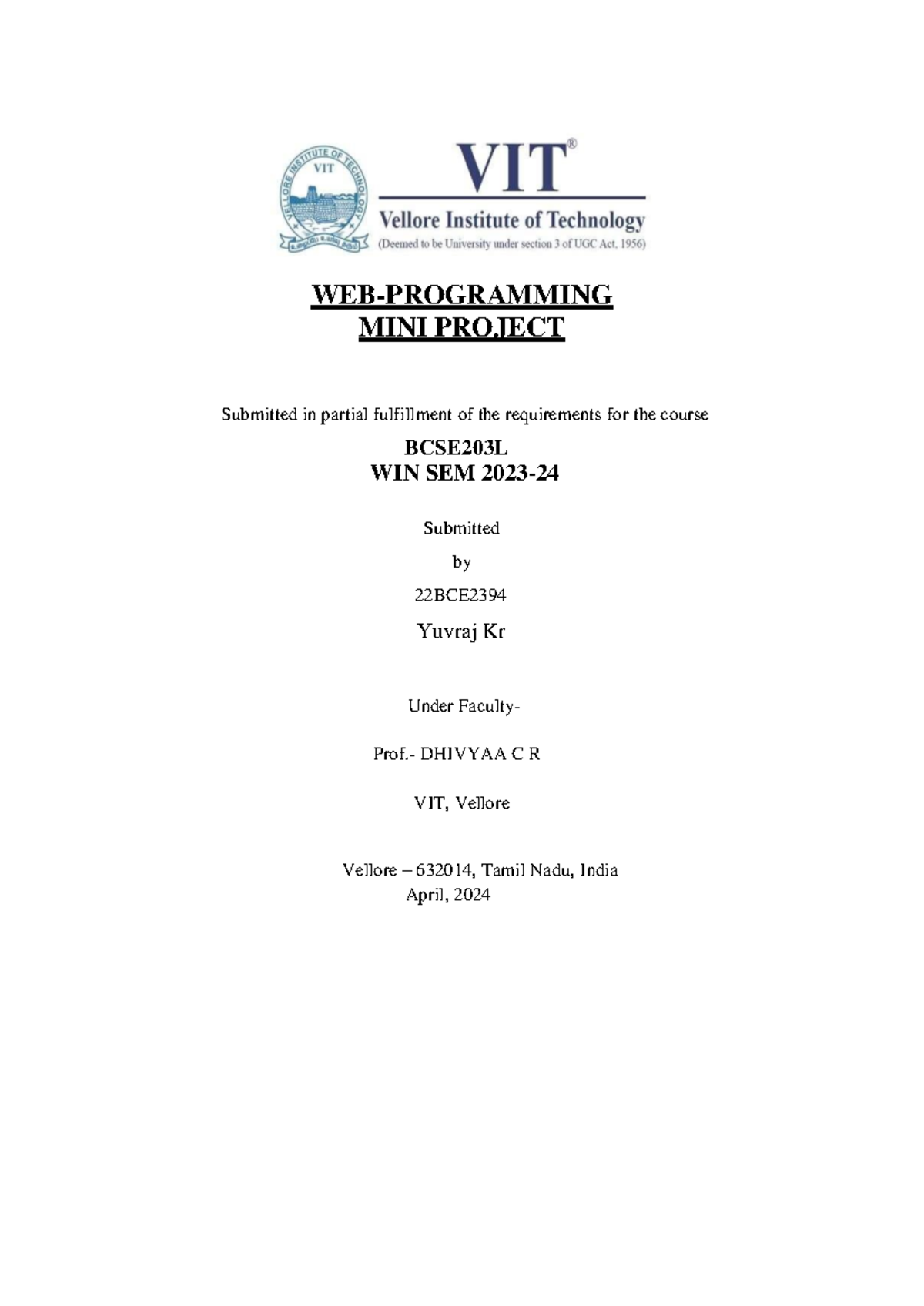 Web da 2 - edc - WEB-PROGRAMMING MINI PROJECT ####### Submitted in partial fulfillment of the ...