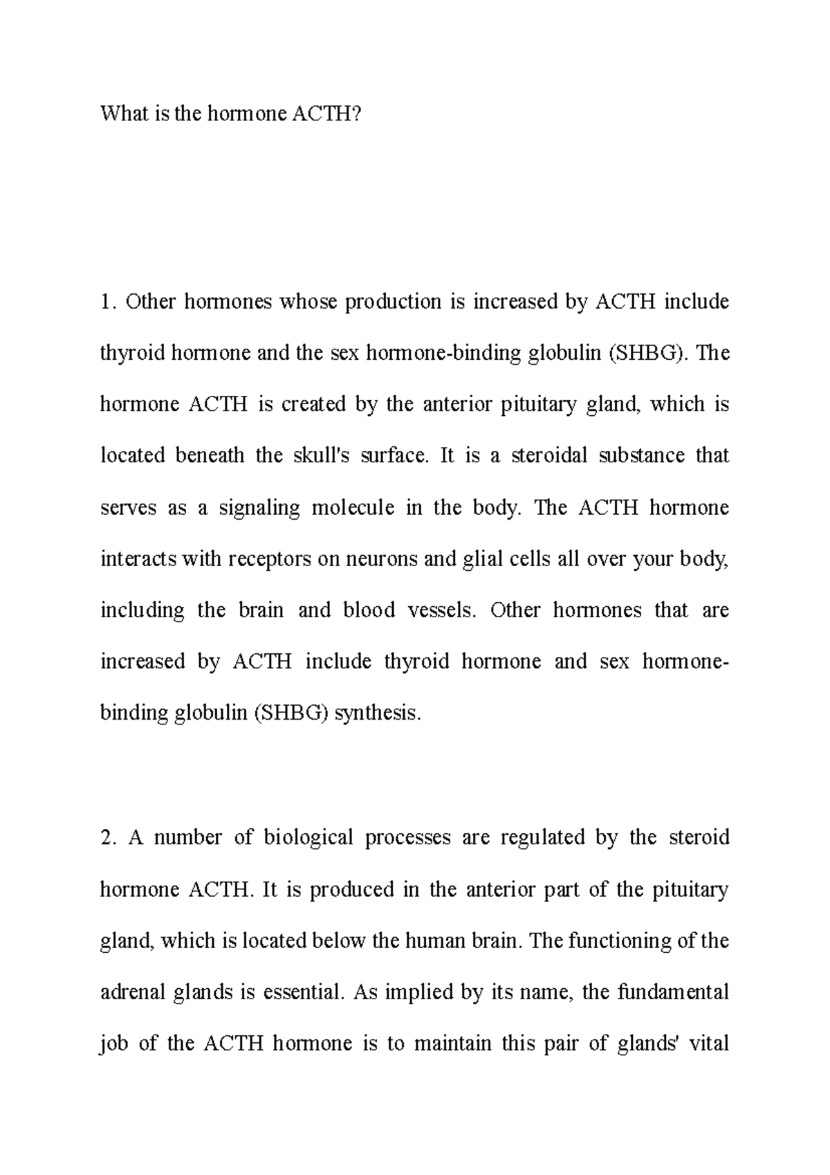 What is the hormone ACTH - What is the hormone ACTH? Other hormones ...