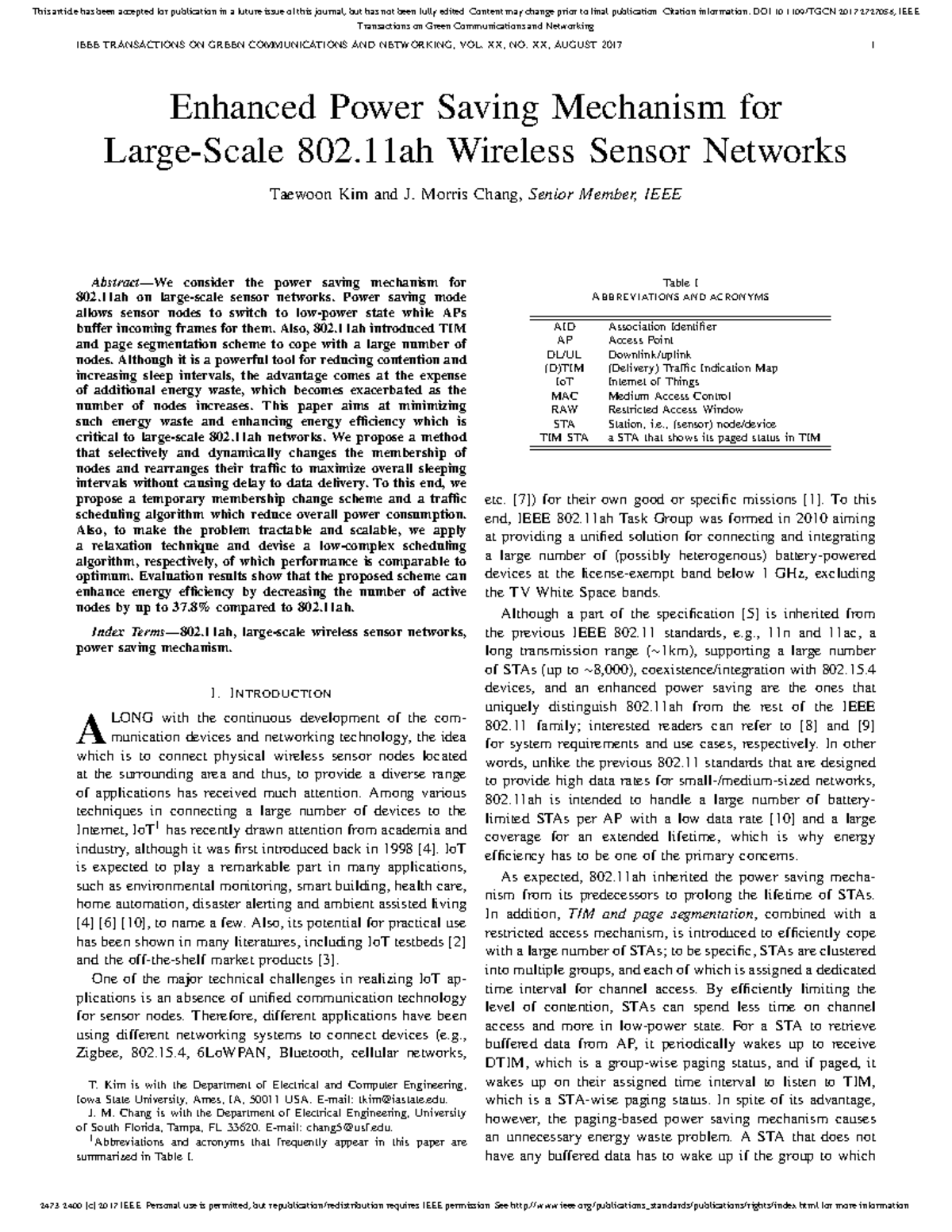 Enhanced Power Saving Mechanism for Large-Scale 802.11ah Wireless ...