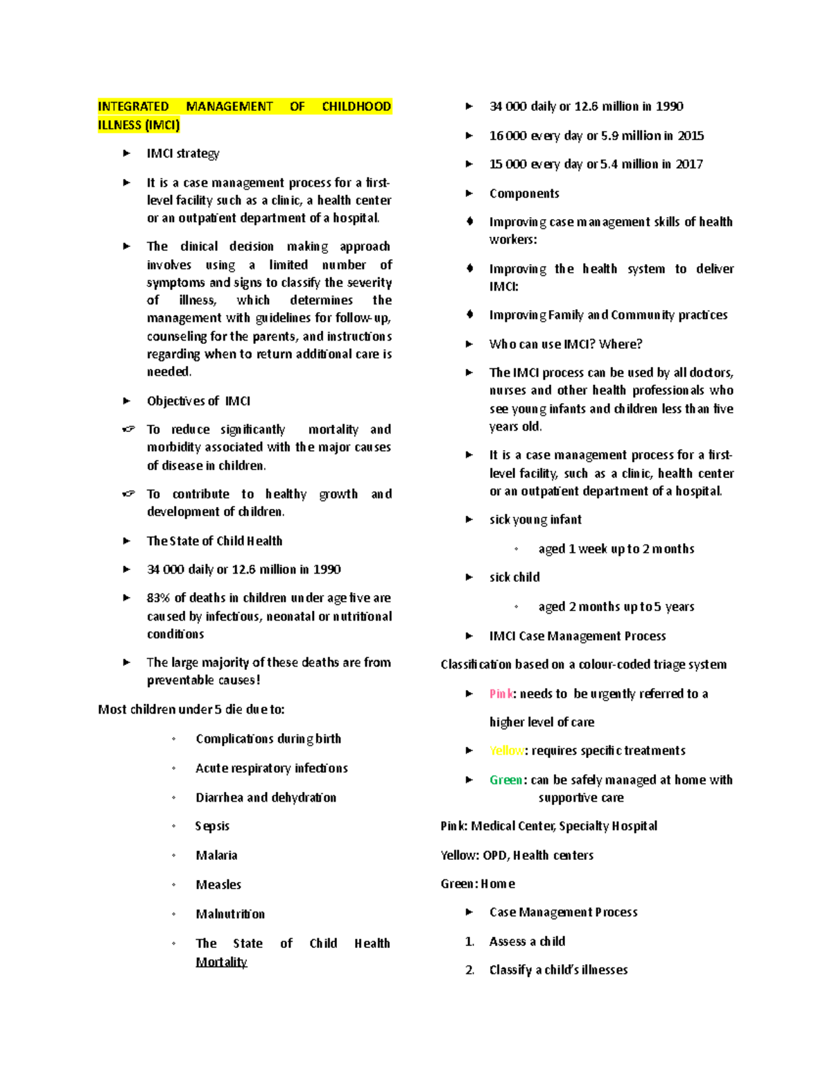 Integrated Management OF Childhood Illness - INTEGRATED MANAGEMENT OF ...