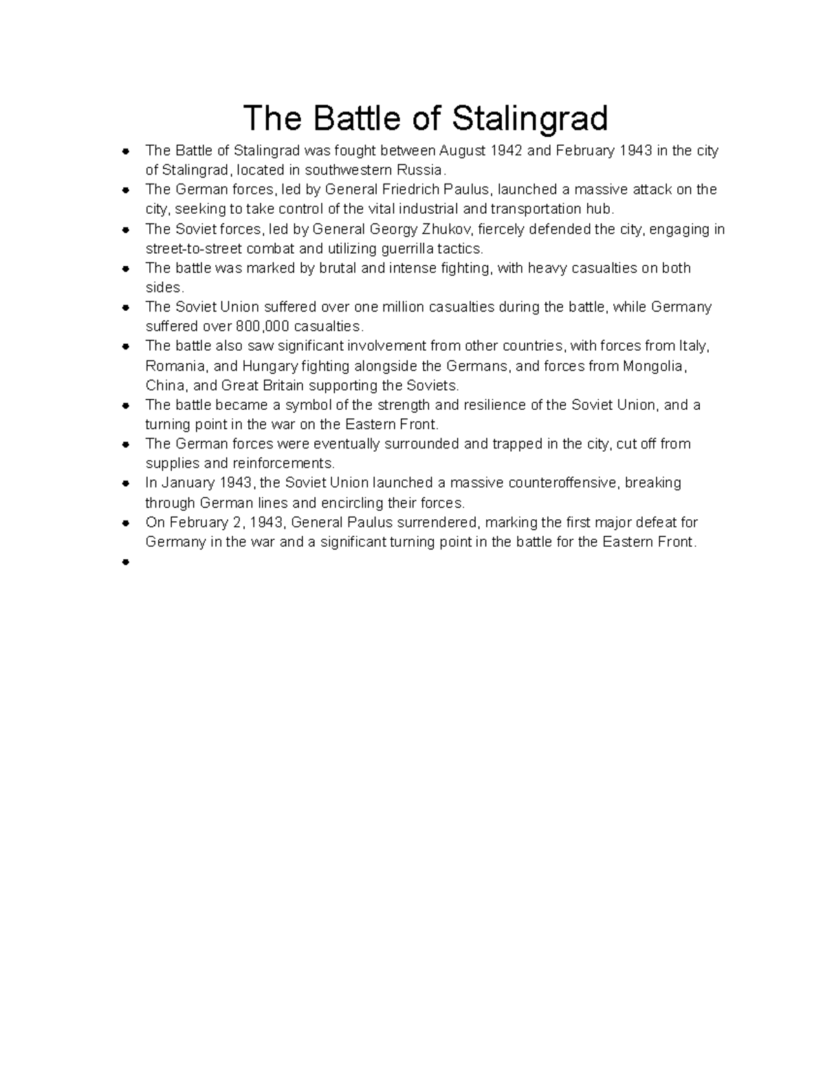 The Battle of Stalingrad - The German forces, led by General Friedrich ...