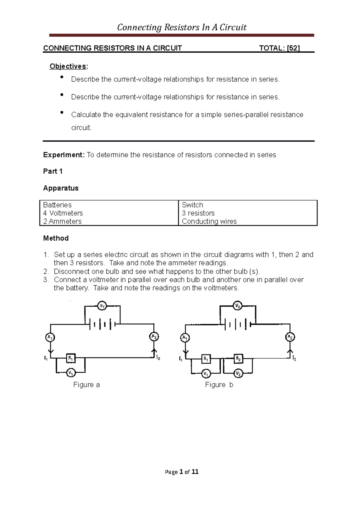 Connecting resistors in a circuit - CONNECTING RESISTORS IN A CIRCUIT ...
