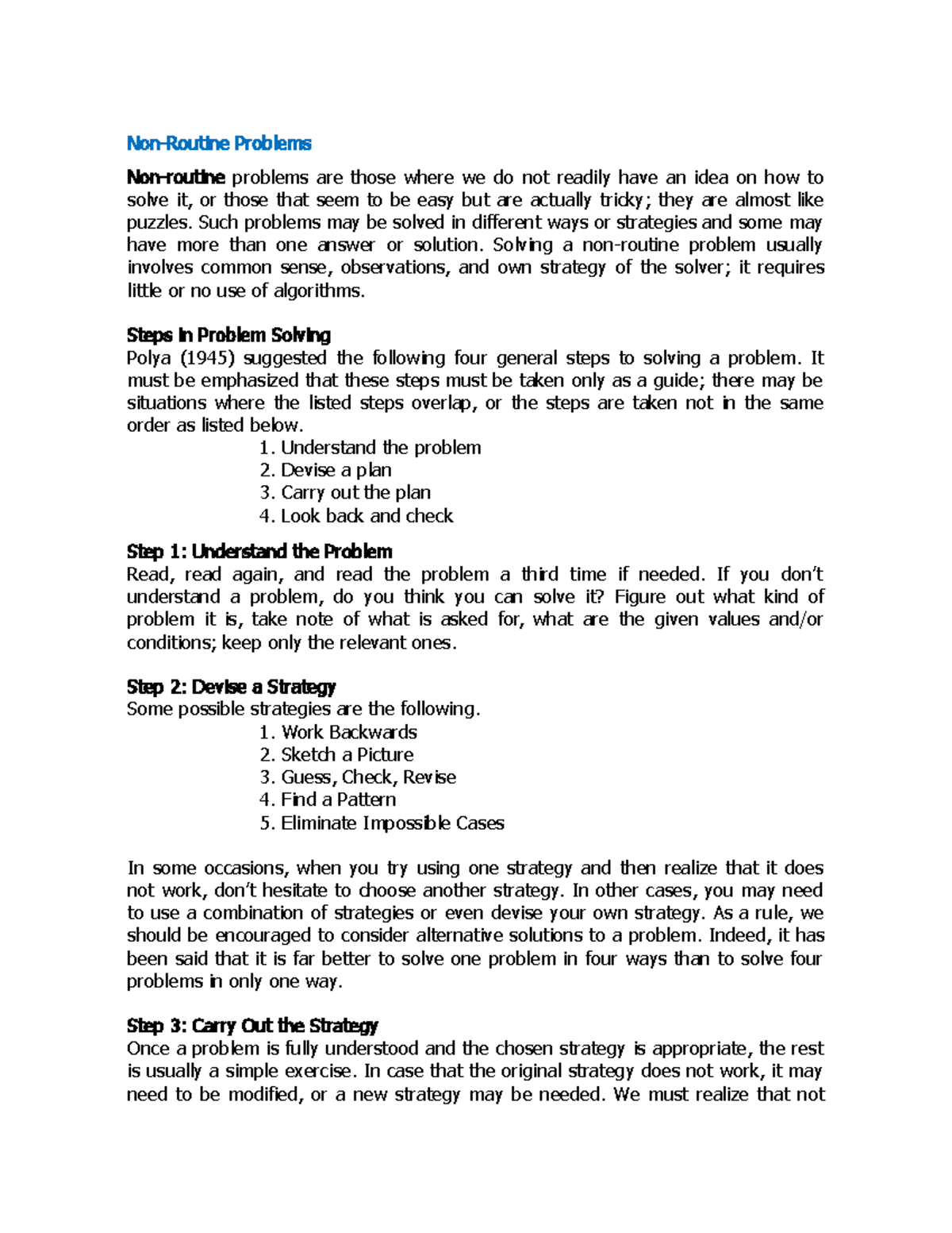 Non routine problems - Non-Routine Problems Non-routine problems are ...