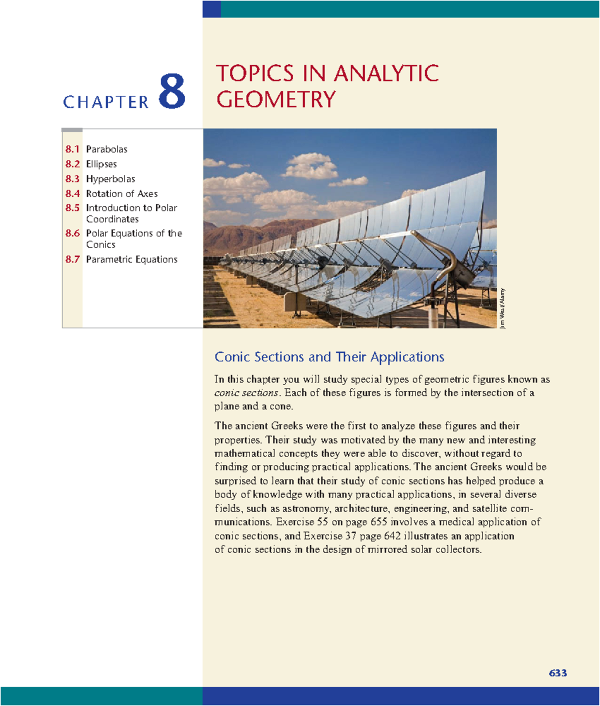 College Algebra and Trigonometry - 633 C H A P T E R 8 Conic Sections ...