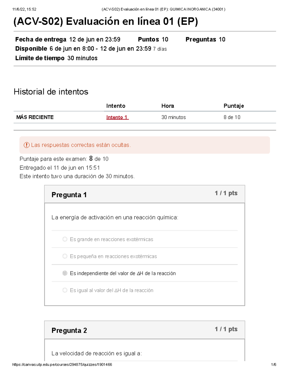 (ACV-S02) Evaluación en línea 01 (EP) Quimica Inorganica (34001) - (ACV-S02) Evaluación en línea ...