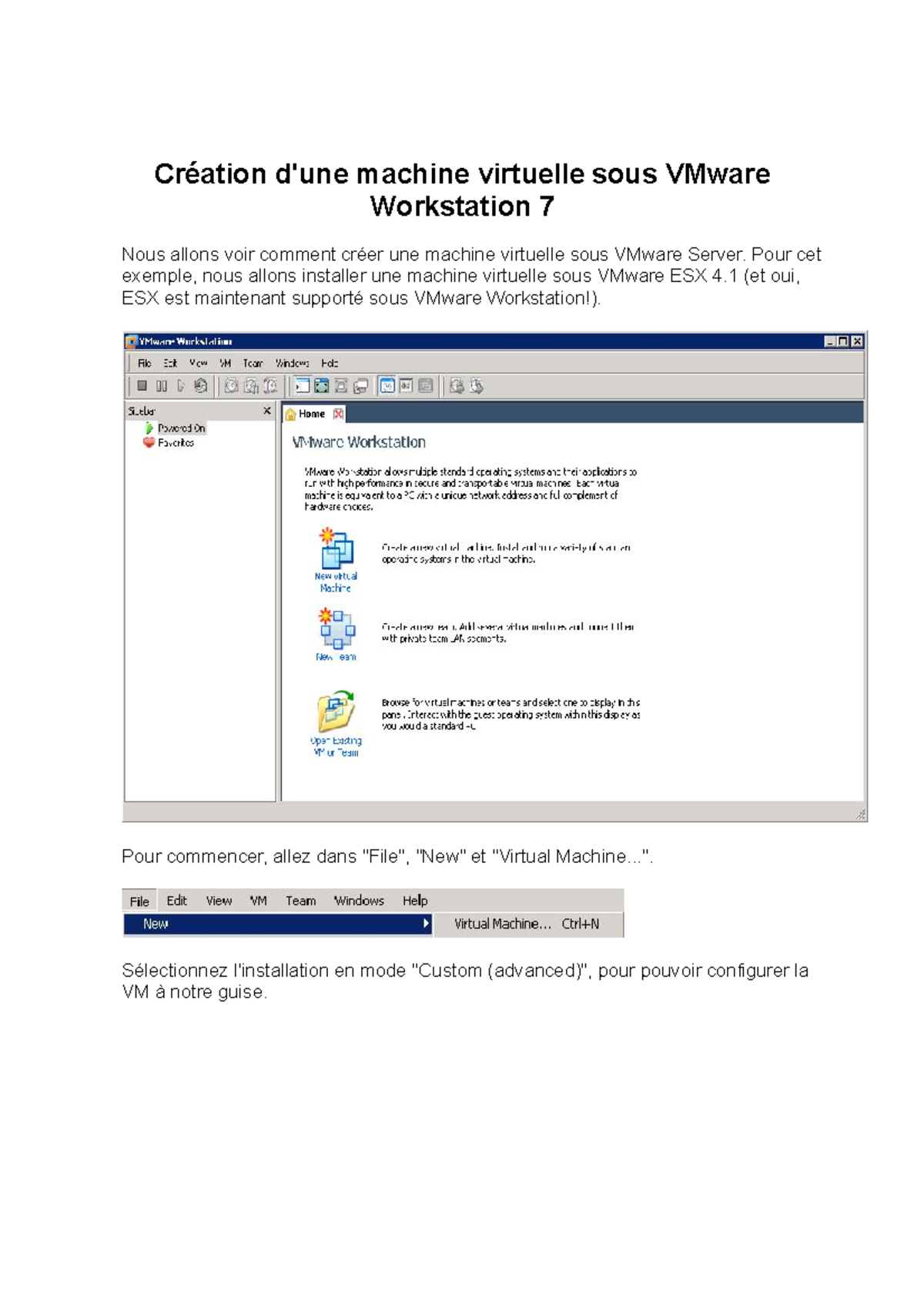 Création d'une machine virtuelle sous VMware Workstation - Création d'une machine virtuelle sous ...
