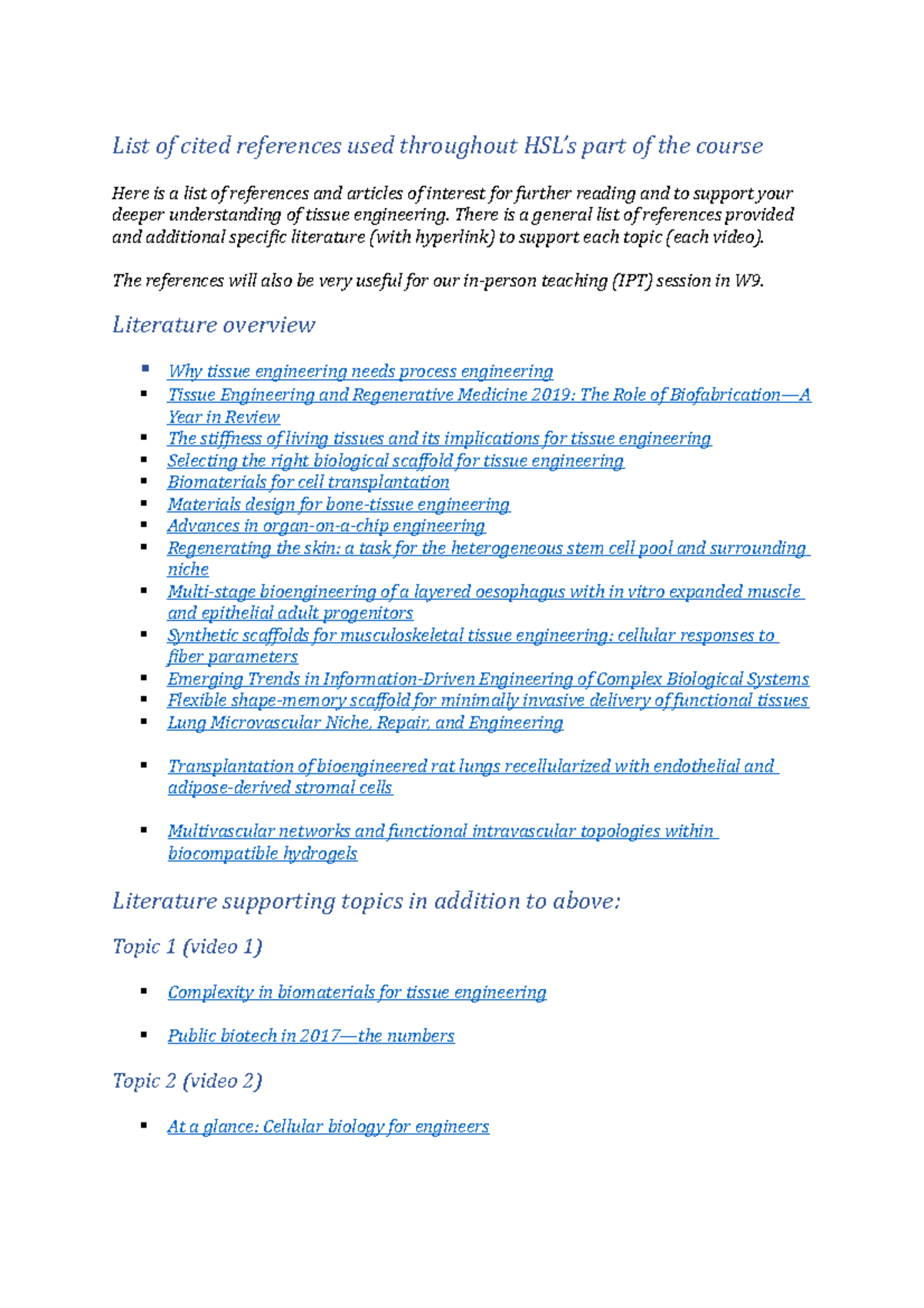 List of cited references - There is a general list of references ...