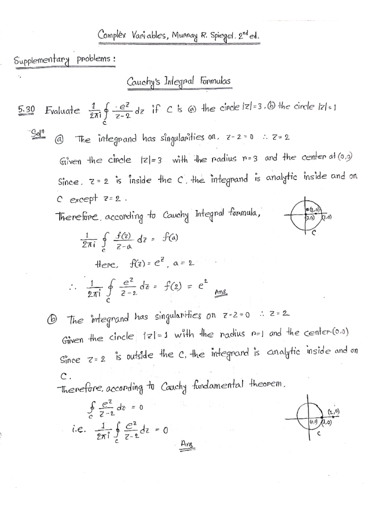 Complex Integral - Its a handnote - Complex Variables and Harmonic ...