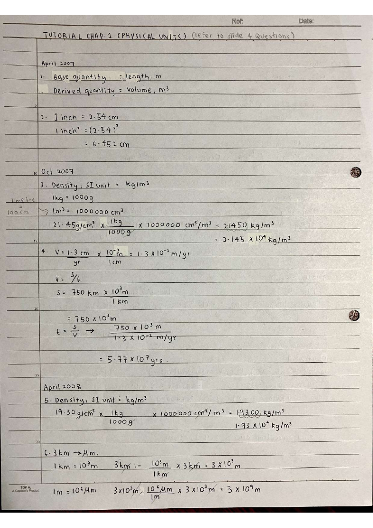 TUTO PHY(CHAP.1) pg.1-7{ Aiesya} - Diploma in Science - Studocu