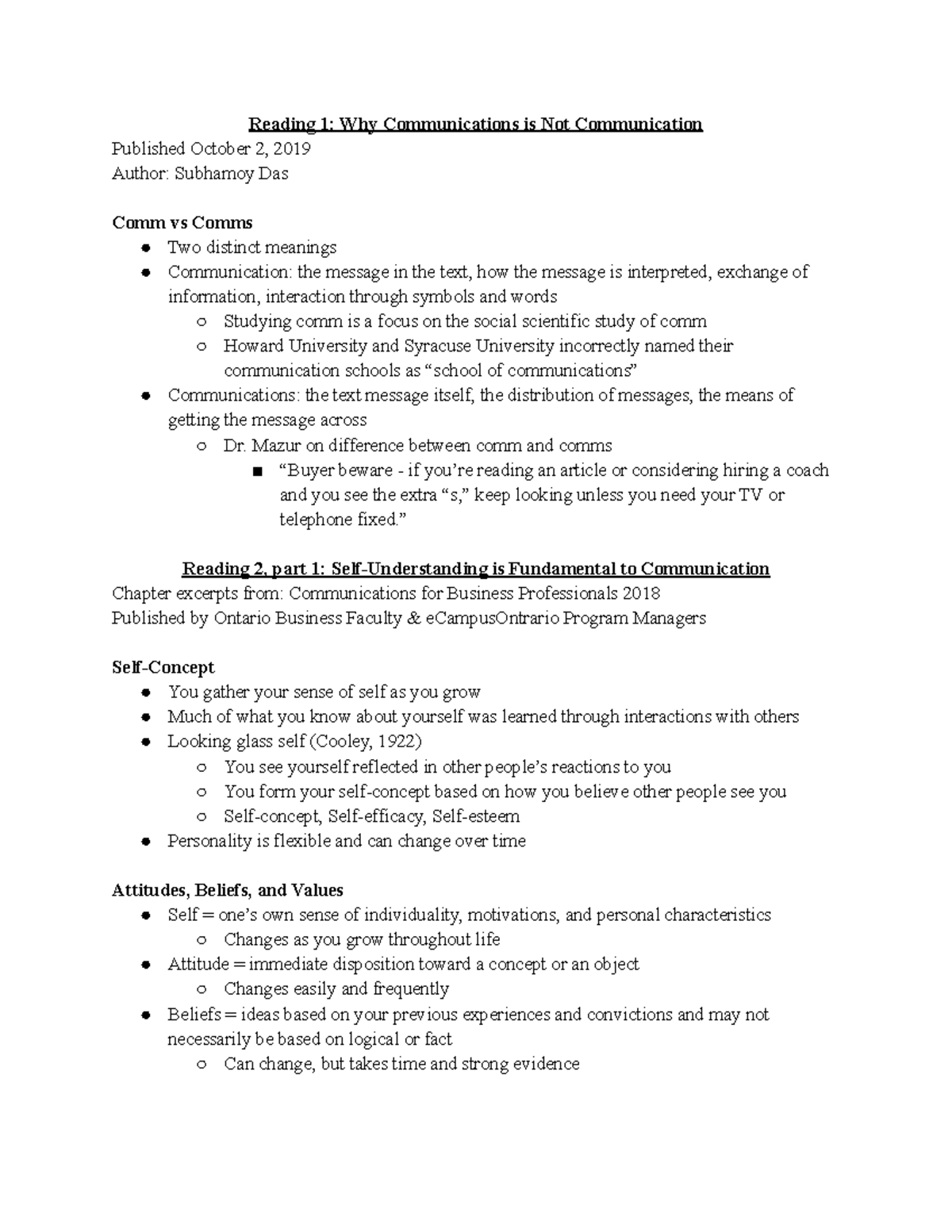 COMN1210 - Week 1 Readings - Reading 1: Why Communications is Not ...