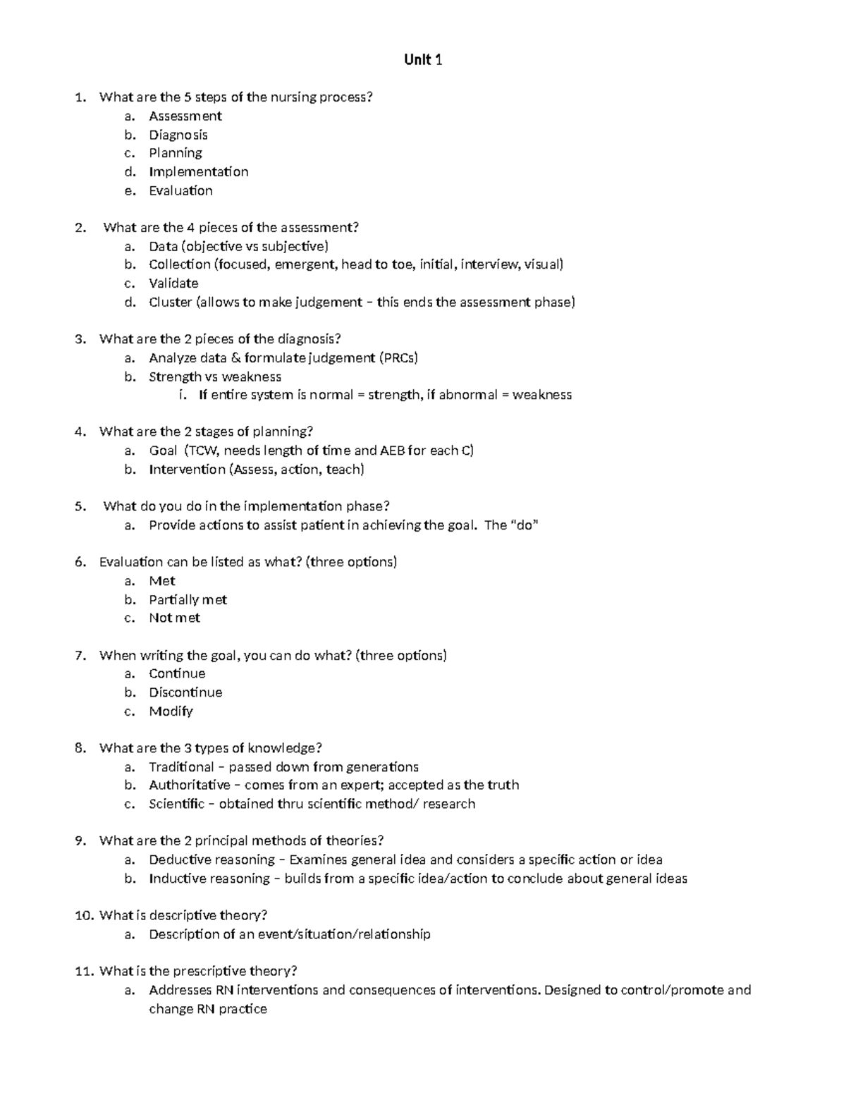 101A final exam review - notes - Unit 1 What are the 5 steps of the ...