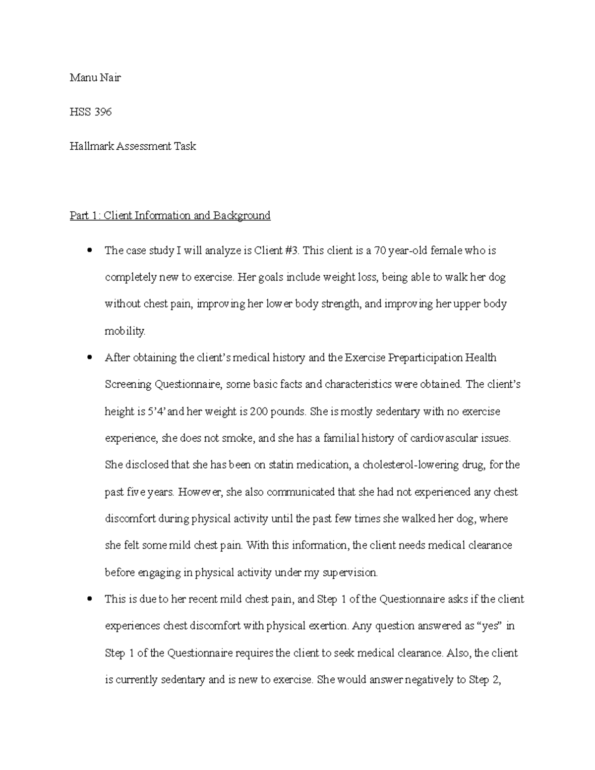 396 HAT - Example of final hallmark assessment task project - Manu Nair ...