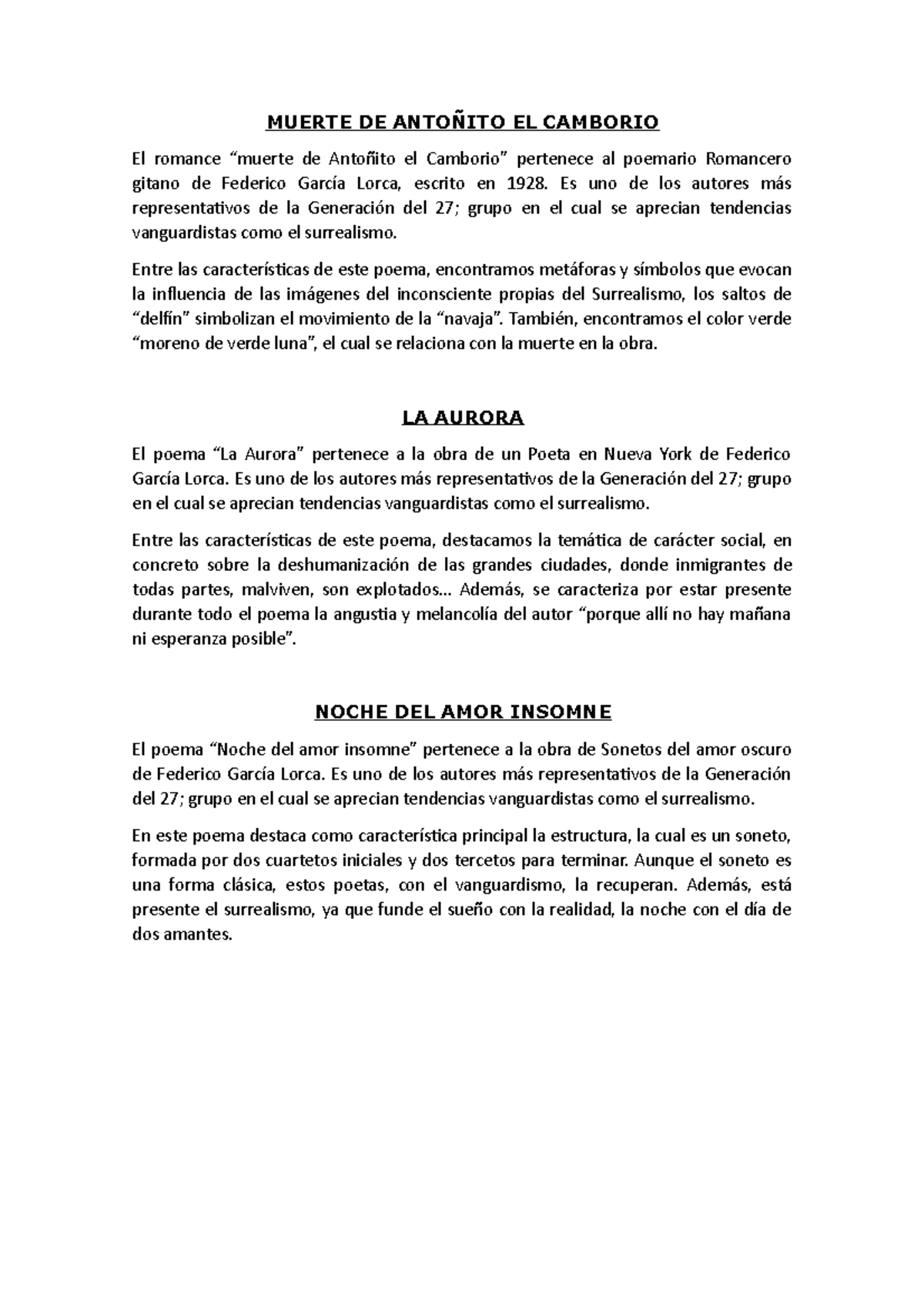 Literatura - Comentario Literario - MUERTE DE ANTOÑITO EL CAMBORIO El ...