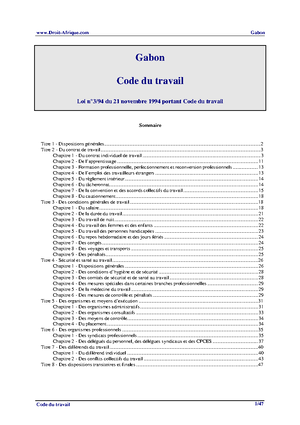 Gabon Code 2021 travail - Gabon Code du travail 2021 Loi n°022/2021 du 19 novembre 2021 [NB ...